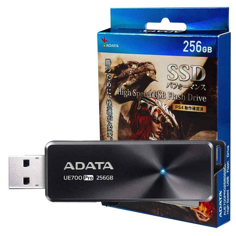 ADATA SSD パフォーマンス 256GB ハイスピード USB フラッシュドライブ UE700 Pro 最大読込速度：360MB/秒 PS4 メーカー動作確認済 ブラック AUE700PRO256GSSDPPS4動作確認済み容量：25...