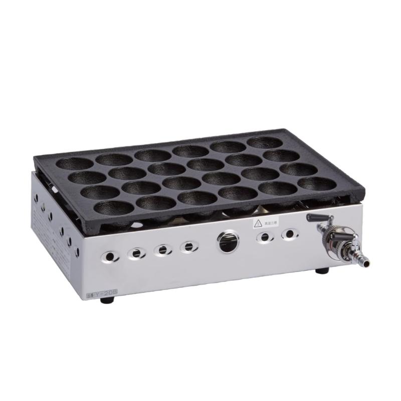 ヤマキン ジャンボたこ焼器 大玉 Y-20B LPガス Y-20B・LP本格鋳物プレートを使用した調理器。タイプ/型番：LPガス Y-20B・LP