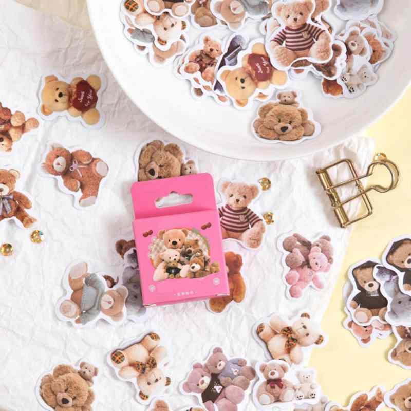 Alideco 92枚 Alideco 92枚 シール フレーク かわいい テディベア クマ頭 ごほうび ご褒美 スケジュール 手帳 手紙 デコレーション に(guanyuxiaoxiong)合计 46枚×2袋=92枚，1袋=15種*3枚，...