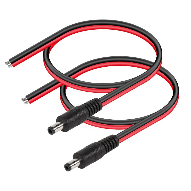 CERRXIAN DC5525電源ピグテールケーブル 14AWG 5.5 mm x 2.5 mm DC裸線オープン電源コード CCTVの監視カメラ LEDの滑走路端燈等 DC電源の修理ケーブル 2個 0.3M (5525オス)DC5525 ...