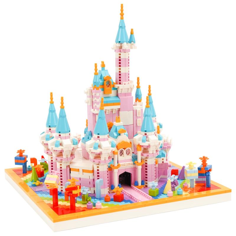 LULUFUN ミニブロック 建物 虹の城 おもちゃ ミニチュア お城 ブロックセット 宮殿 組立キット ピンク 女の子 子供 大人 祝い 新年 ギフト 誕生日 クリスマス プレゼント 贈り物 可愛い❤【ミニブロック●夢の城】内容物：ミニブ...
