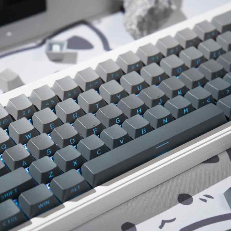 PBTダブルショットキーキャップメカニカルキーボード用グラデーショングレーバックライト付きサイドプリントOEMプロファイルキーキャップ134キーシャインスルーカスタムキーキャップセッダブルショットPBTキーキャップ:このグラデーショングレー...