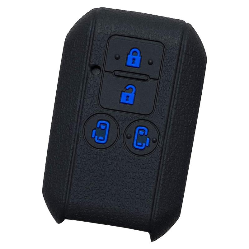 【IKT】スズキ車用 スマートキー用シリコンカバー 両側スライドタイプ 4ボタン ブラックブルー / 新型スペーシア / 新型スペーシアカスタム / など 専用設計でピッタリサイズ傷防止に最適スマートキー（インテリジェントキー）に被せるだけ...