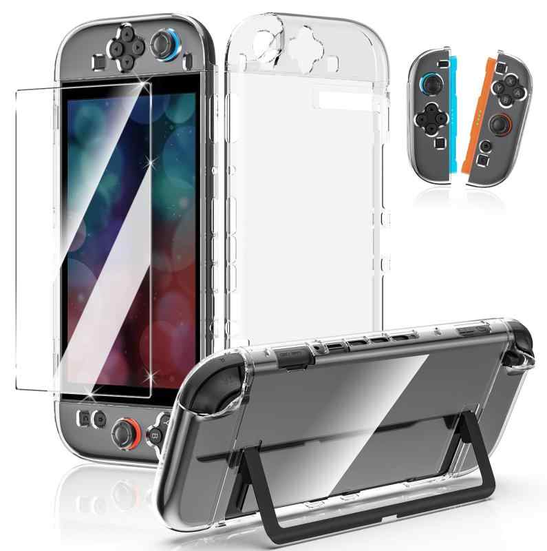 Switch 2 ガラスフィルム+ Switch 2 クリアケース Amzstar Switch 2 保護キット [硬度9H] 撥油性 飛散防止処理 Switch 2 保護カバー PC+TPU材質 改良版 ドック対応 着脱簡単 黄ばみなし ...