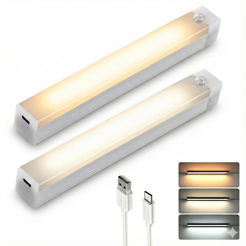 [CHALMERS] 人感センサーライト LED 3色調節 室内 充電式 廊下 ナイトライト USBライト (白色 暖色 自然光, 2個セット)【120°高感度センサー・目に優しいLEDライト】 3～5メートルの範囲内で120度の動きを高感...