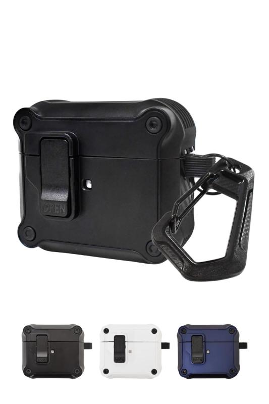 シズカウィル AirPods 3 ケース ロック付 カバー カラビナ付 耐衝撃 イヤホンケース C04 ブラック 1個入り【衝撃から守る二重構造】衝撃から360°守る、ハードシェルタイプを採用【脱着もらくらく】機種別に合わせた設計のため、つ...