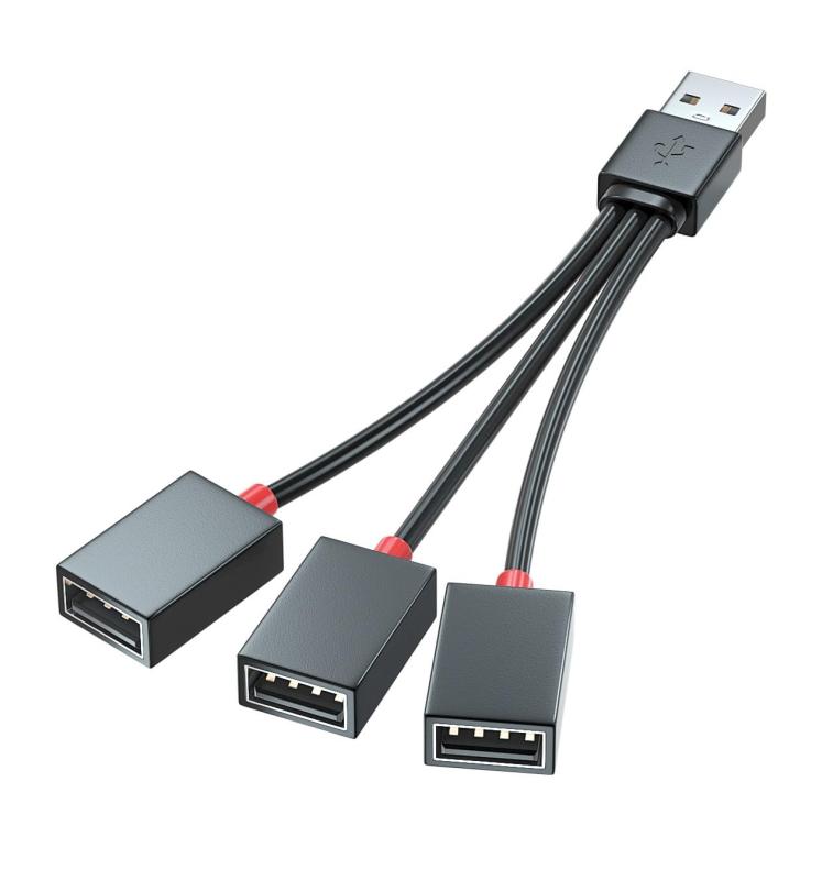 Sound Wave 3In1 USB電源ケーブル 3分岐ケーブル 三股コード 給電・充電のみ 三又 USBm-3f (USB2.0 メス 3股10cm)黒色