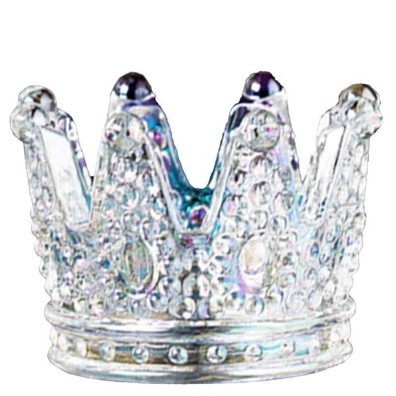 キャンドルホルダー ガラス 王冠 キャンドルスタンド 北欧 おしゃれ アンティーク ゴールド クリア グラデーション オーロラ 可愛い 小物入れ 雑貨 インテリア ろうそく立て (グラデーショ(約)高さ：5.2cm × (約)幅：5.7cm...