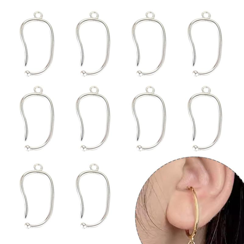 YUWENW イヤーカフ イヤリング イヤーカフパーツ アレルギー対応 手芸 アクセサリー 部品 DIYイヤーフックパーツ 10個入り (シルバー)【セット内容】イヤリング10個入り、サイズ:23mm*11mm、色:シルバー。【独特の技術】...