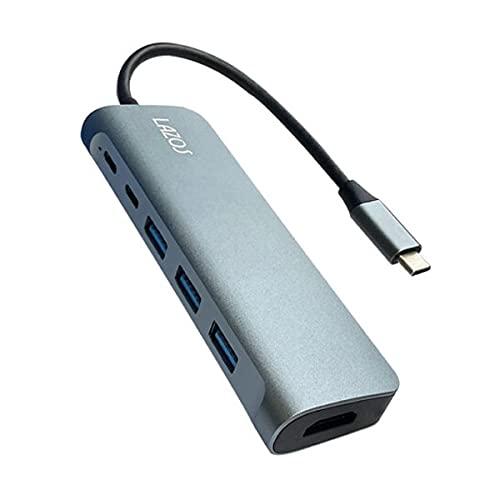 多機能ハブ Type-C 変換アダプター 8in1 Switch検証済 Lazos L-CH8/6165x1本(1)TypeC ポート：5-20V (0～5A) 96W （転換率≧90%）/ PD2.0 (充電機能のみ、データ転送不能)(2...