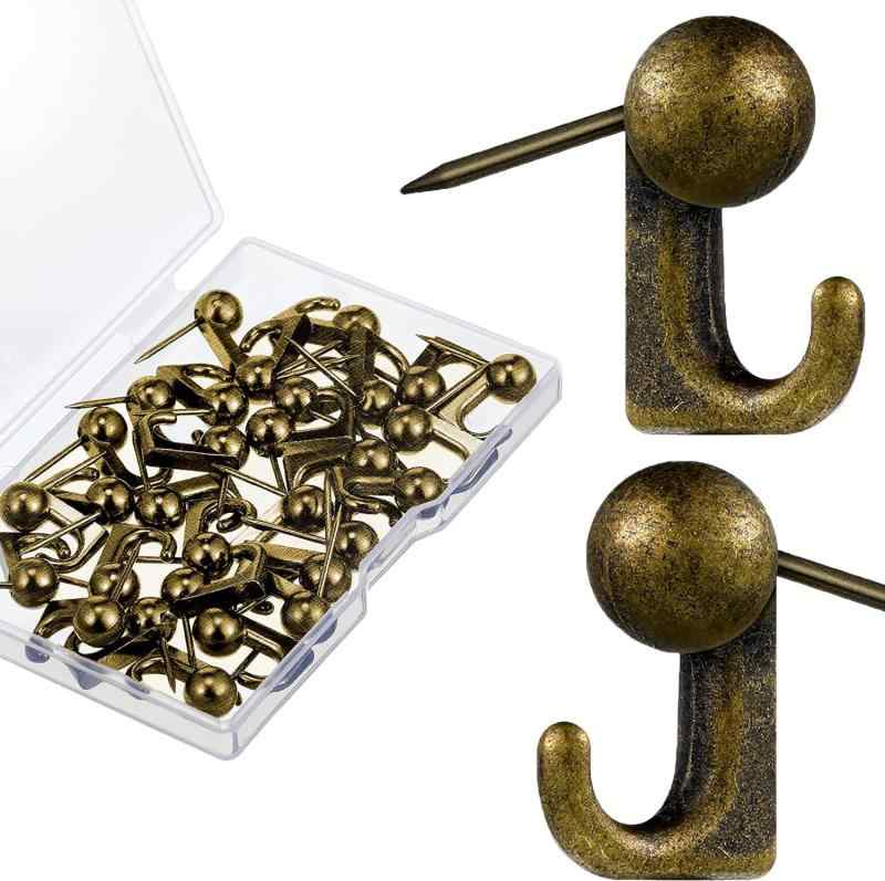 TOMAZON 25個入 画鋲 フック 押しピン 画びょう ピンフック 金属 錆びない 目立たない 耐荷重約5kg 石膏ボード ベニヤ板 DIY 小物掛け 時計 ポスター 絵画 額縁 鍵 写真 留め具 壁掛 固定用 クリス【壁を傷めない】画...