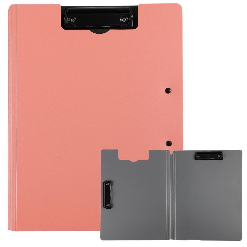 FooFoo バインダー A4 二つ折り クリップボード ファイル フォルダ 両面 薄い 薄型 横 ダブルクリップ 折りたたみ 事務用品 画板 オフィス用品 (ピンク(1枚入))軽量で丈夫な素材を採用し、長期使用に耐える高品質な仕上がり。シ...