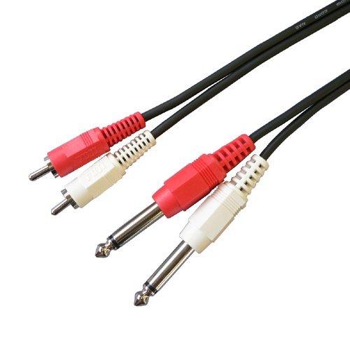 F-Factory [ミュージックシリーズ] ラインケーブル 片側：RCA/ピンプラグ×2 (赤・白)－片側：φ6.3mm 標準プラグ×2 (赤・白) / 長さ1.5m/C-0976．3mm標準端子（LINE端子等）と赤白音声入力端子を接続...