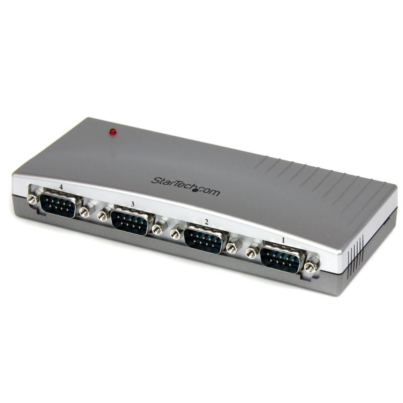 StarTech.com 4ポート USB-RS232C変換ハブ USB2.0-シリアル (x 4) コンバータ/変換アダプタ USB A (オス)-D-Sub 9ピン (オス) ICUSB2324バス電源で、外付け電源アダプタ不要簡単なプ...
