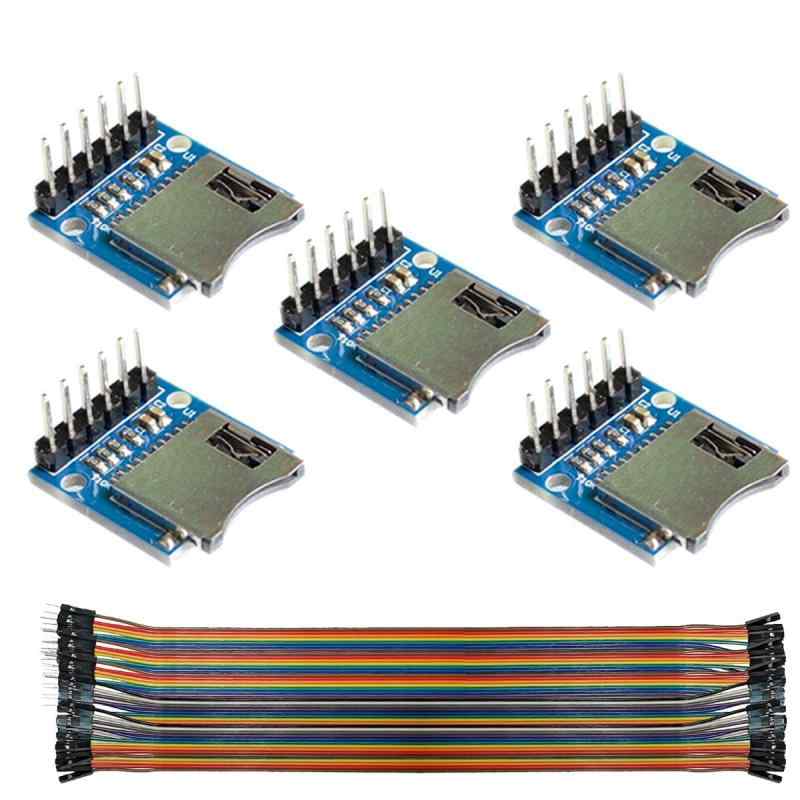 Youmile 5個TFマイクロSDカードモジュールメモリシールドモジュールマイクロSDストレージ拡張ボードデュポンワイヤ付きArduino ARM AVR用ピン付きミニマイクロSD TFカード100％真新しい高品質オンボードポップアップM...