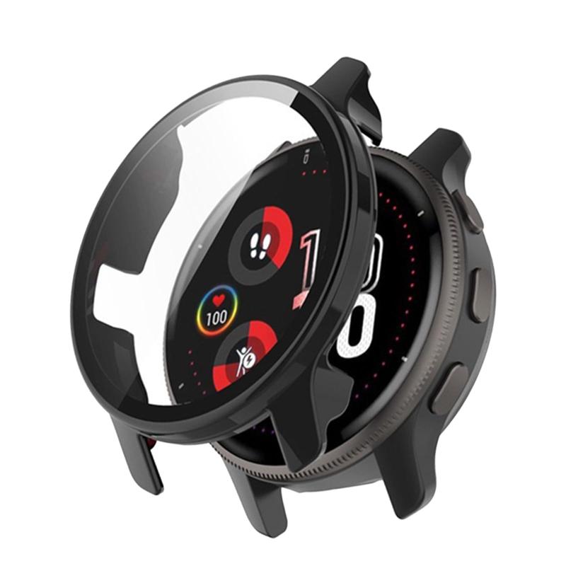 YAODLE For GARMIN Venu 2 カバー ガーミン Venu 2 ケース PC素材 カバー ガラスフィルム一体型 全面保護 二重構造 防塵 日本旭硝子材 キズ防止 軽量（ブラック）対応機種：本製品は強化版のGARMIN(ガー...