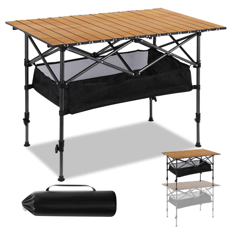 ATHULYA キャンプ テーブル 折りたたみテーブル アウトドアテーブル 高さ調整可能 耐荷重が強い 軽量 コンパクト 95cm 多機能 持ち運びが簡単 収納スペースがある 簡単組立 インテリア キャン【高さ調整で多彩なニーズに応える】テ...