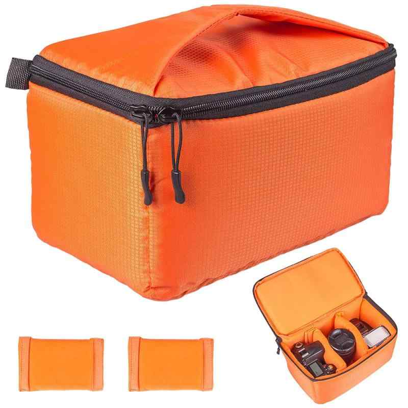 Glvaner カメラインナーバック 一眼レフバッグ カメラバッグ ソフトクッションボックス カメラケース ポーチカメラボックス 表面撥水加工 調節可 防振 お花見 旅行 アウトドア (オレンジ)♥【2WAY】ミラーレス＆一眼レフカメラを収...
