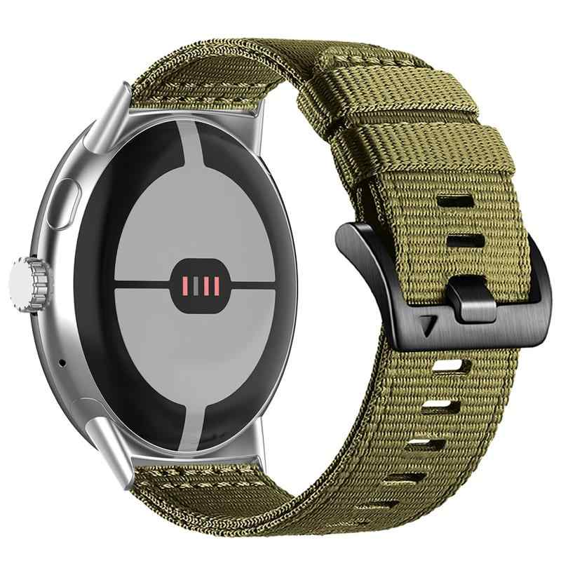 [ROBANDOO] 互換性 For Google Pixel Watch 4 専用バンド ベルト ナイロンバンド ミリタリースタイル 通気性 運動スタイル スポーツ風 Pixel Watch 4 交換バンド (グリーン, 45mm)対応機...