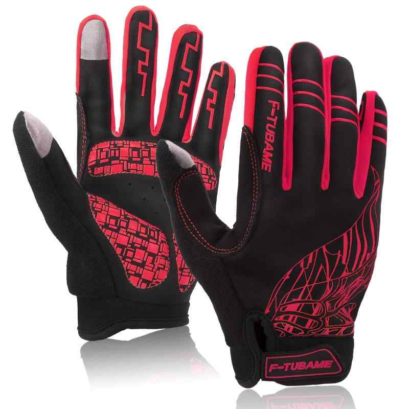 F-TUBAME® サイクルグローブ 3D 立体 フルフィンガー 衝撃吸収パット タッチパネル対応 滑り止め 裏起毛 防寒 自転車 ロードバイク ランニング 登山 ジム お釣り キャンプ ハイキング スキー 【衝撃吸収素材】負担のかかる手の...