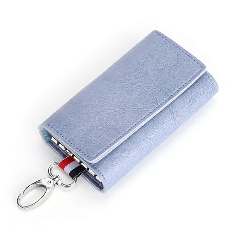 [CHOSON] キーケース 鍵6連 カラビナ付き カード入れ お札入れ PUレザー 三つ折り 鍵収納ケースカラフルなブルー: 目立つブルーの色で、スタイリッシュにアクセントを添えてくださいソリッドなデザイン: 簡単でクリーンなデザインで、...