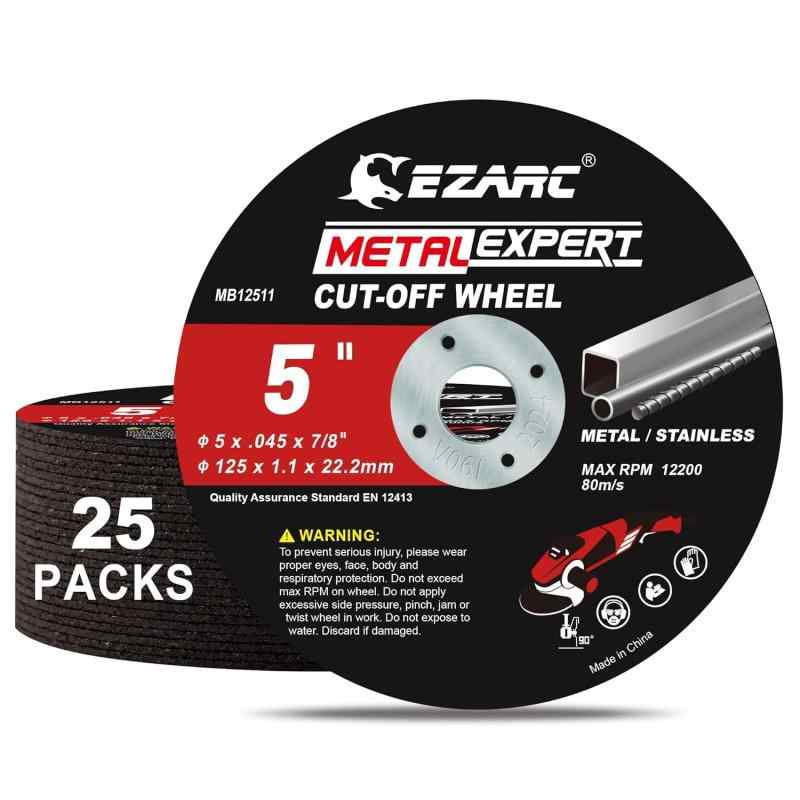 EZARC(イザーク) グラインダー 刃 25枚入 125mm切断砥石 1.1mm超薄型 鉄工用 125x1.1x22mm【極薄デザイン】EZARC極薄切断砥石の厚みは1.1mmで、迅速かつバリのない切断が実現できます。【長寿命】当グライン...