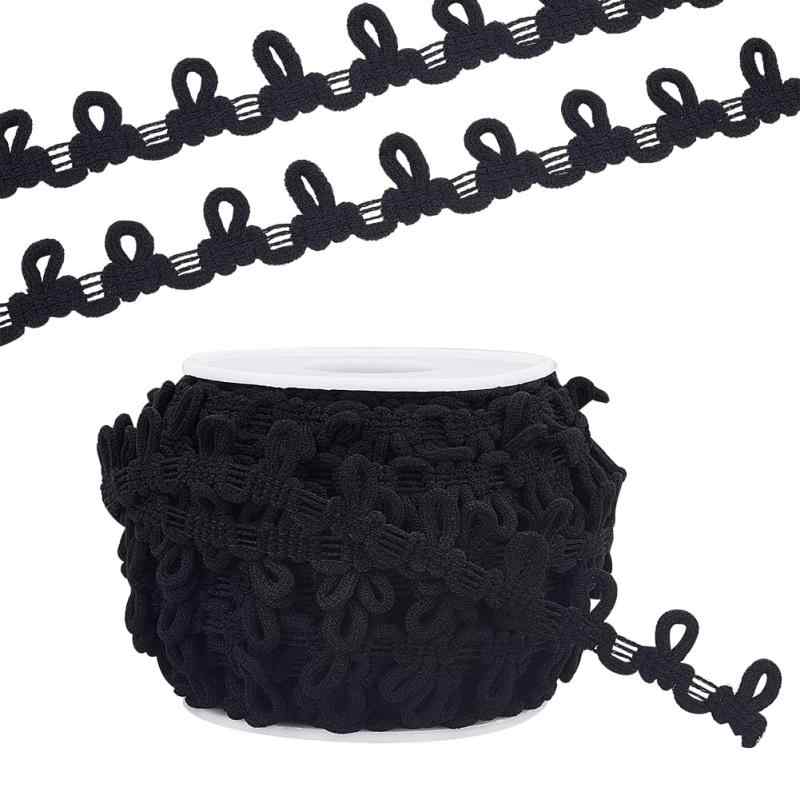 PH PandaHall ボタンホール リボン レードトリム 全長18m 幅14mm ボタンループ付き ボタンホールゴム 弾力性のある 裁縫用 手作り素材 ウェディングドレス 衣装クラフト 黒セット内容：リボン20ヤード。 その長さは、あな...