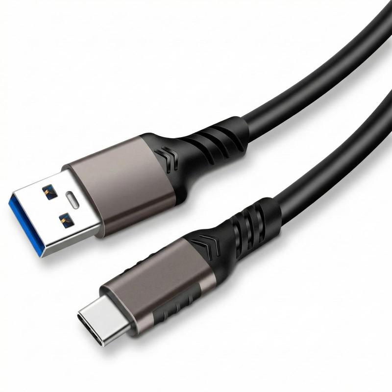 USB-C &amp; USB-A 3.1(Gen2) ケーブル (1m, ガン色) Popolier【10Gbpsデータ転送/3A 60W高速充電】 USB3.1 Gen2 ケーブル USB-A to USB-C ケーブル 高耐久PVC素...