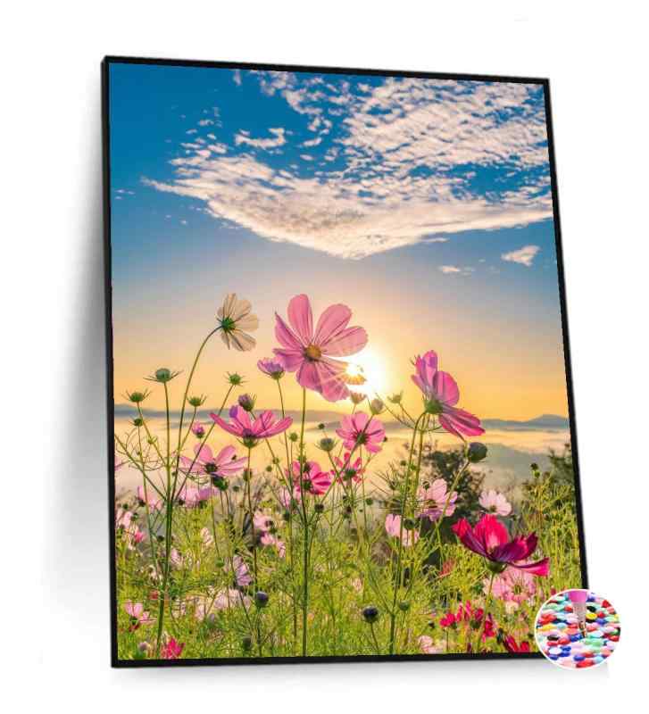 ダイヤモンドアート 花 DIY ダイヤモンドペインティング 手作り絵画 全面貼り付けタイプ ビーズアート 30x40cm ピンクのコスモス【親子ゲーム】大人のストレスを解消しながら、子供の達成感、自信、忍耐力と集中力を与え、忍耐力と集中力を...