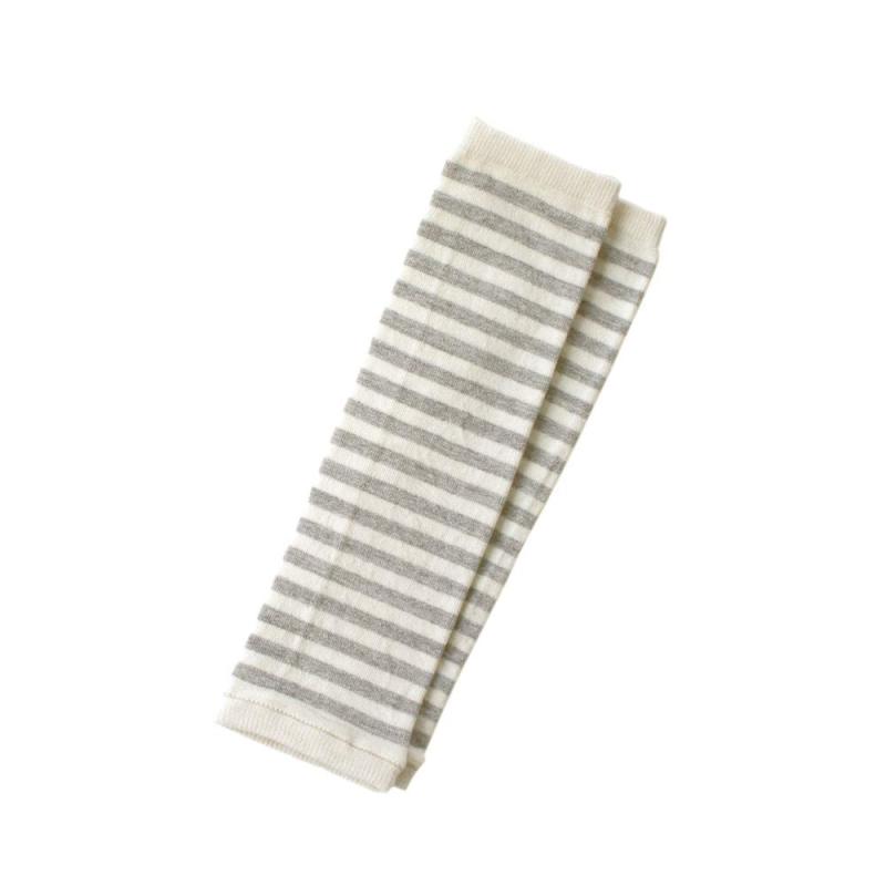 [オーガニックガーデン] ベビーレッグウォーマー・ボーダー 約27cm丈 グレー素材：オーガニックコットン65％ ナイロン30％ ポリウレタン5％