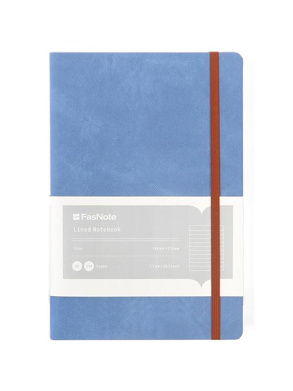 FasNote ライン入りノート A5, 100GSM厚紙, 244ページ, 高級PUレザー製ハードカバー, カレンダーカード付属（2025年）, ビジネス用, オフィス, 日記に最適(Light Steel Blue)使いやすい収納付き ...