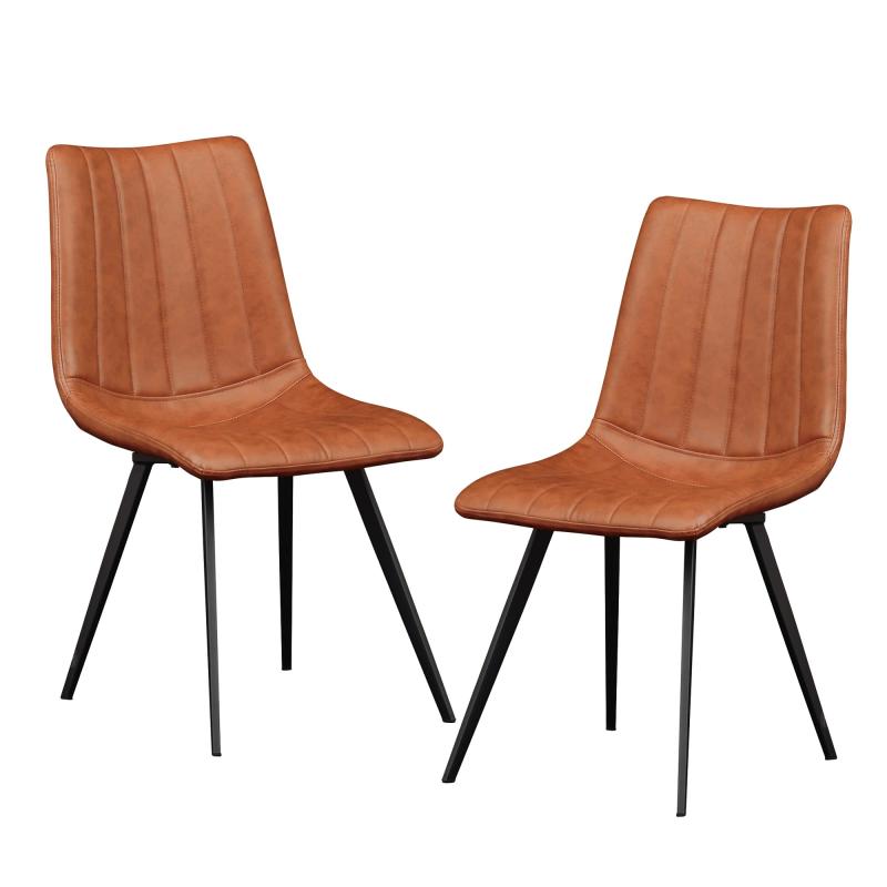 関家具(Sekikagu) ダイニングチェア キャメル 肘無 スチール脚 座面高：47.5 (cm) ネスト 2脚入 359811サイズ：幅46×奥行59.5×高さ87 (cm)脚：スチール座面・背もたれ：PU（ポリウレタン）生産国：中国座...