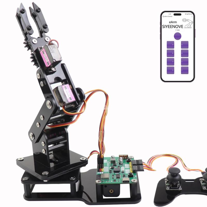 SIYEENOVEロボットアームキットfor Arduino &amp; ESP32-C3用日本語のPDF取扱説明書付きRobot Arm ジョイスティックとウェブアプリコントロール 組み立てアームロボット ポータブル4DF教育デスクトップ...