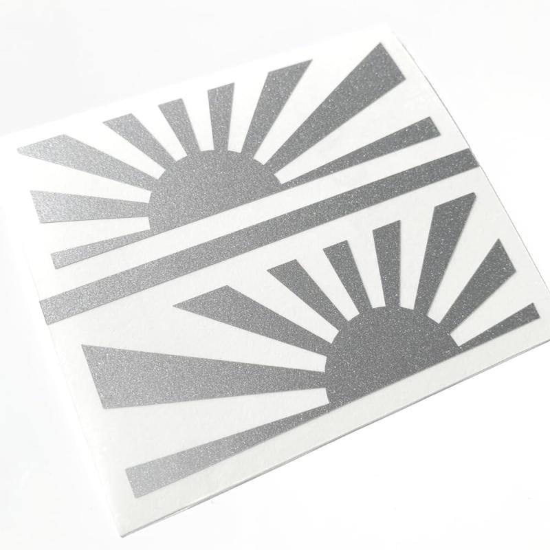 nc-smile Japan 旭日旗 日本 ジャパン ステッカー Asahi flag Rising Sun ライジングサン 太陽 (シルバー, Mサイズ 50×145mm)素材：塩化ビニル、日本製、耐候性 5～7年、屋外用マーキングフィル...