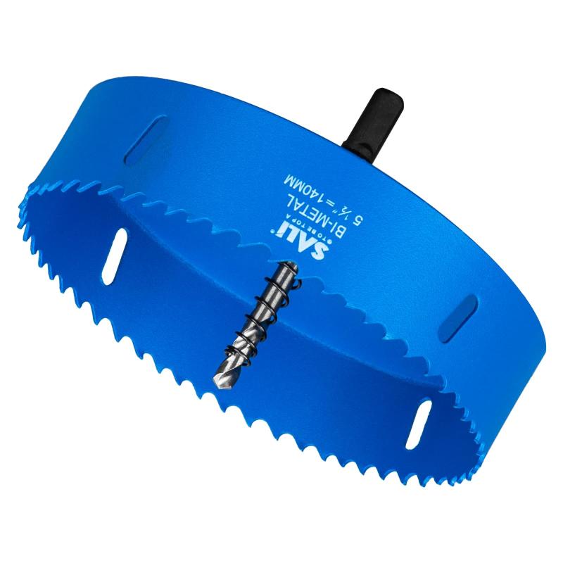 SALI ホールソー バイメタル 140mm 穴あけ ホールカッター ドリルビット 切削工具 ドライバー対応 木材、プラスチック、樹脂、合板、石膏ボード、アルミ、薄ステンレス、薄鉄に適用上質素材＆耐摩耗構造:バイメタルホールソーの刃先は上質...