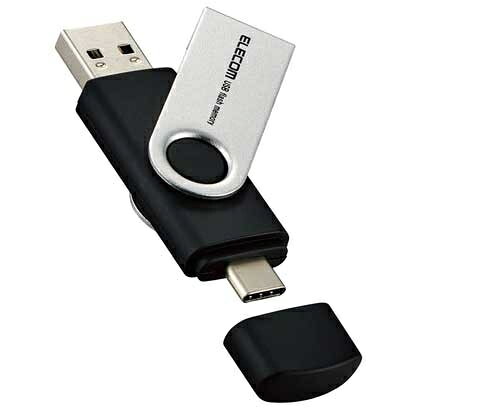 ●USB Type-A／C両方のコネクターを搭載したスイング式USBメモリ。ストラップ用ホール付。●外形寸法（幅）[mm]：64●外形寸法（奥）[mm]：19.5●外形寸法（高）[mm]：10.5●質量[g]：約11●記録容量：32GB●イ...