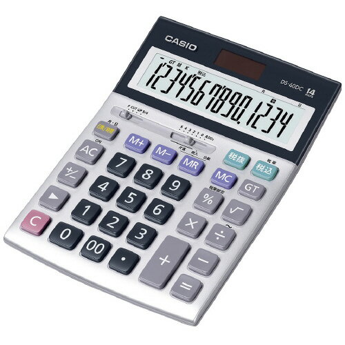 ●14桁まで対応の本格実務電卓。●外形寸法(幅)[mm]：135●外形寸法(奥)[mm]：189●外形寸法(高)[mm]：34.8●質量[g]：281●桁数[桁]：14●電源：太陽電池+内蔵電池(CR2032*1)●保証期間：5年間●表示数...