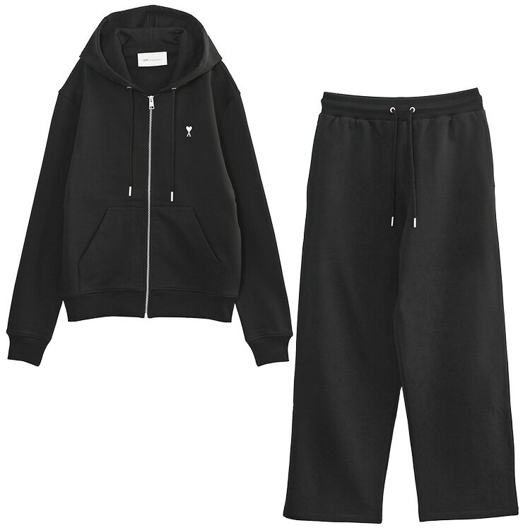 ブランドアミ AMI Paris 商品番号HSW765.730/HTR856.730 素材コットン 100% カラー045：ブラック 仕様トップス：フード＋ドローコード、カンガルーポケット、クラシックフィット、ボトムス：ウエストゴム＋ドロー...
