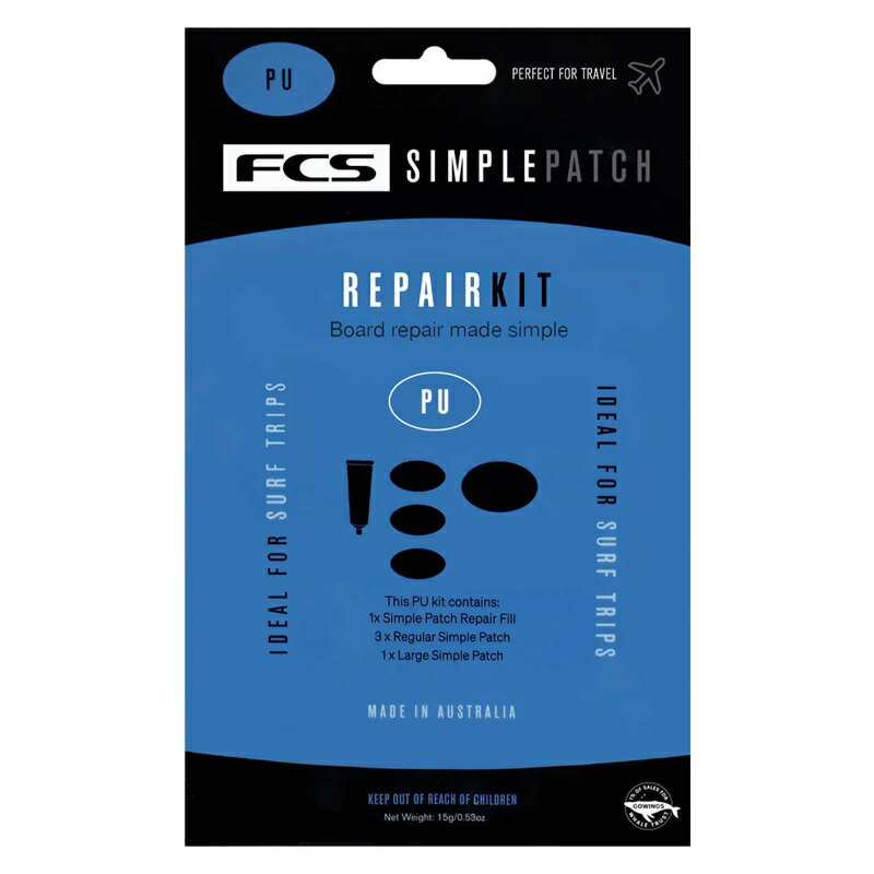 REPAIR KIT PU バリューパック - 5〜6回の修理に最適で、あらゆるサーフトリップに最適。 内容：シンプルパッチ・ラージ1枚、シンプルパッチ・レギュラー3枚、スピードフィル1枚。 Why Simple Patch? サーファーた...