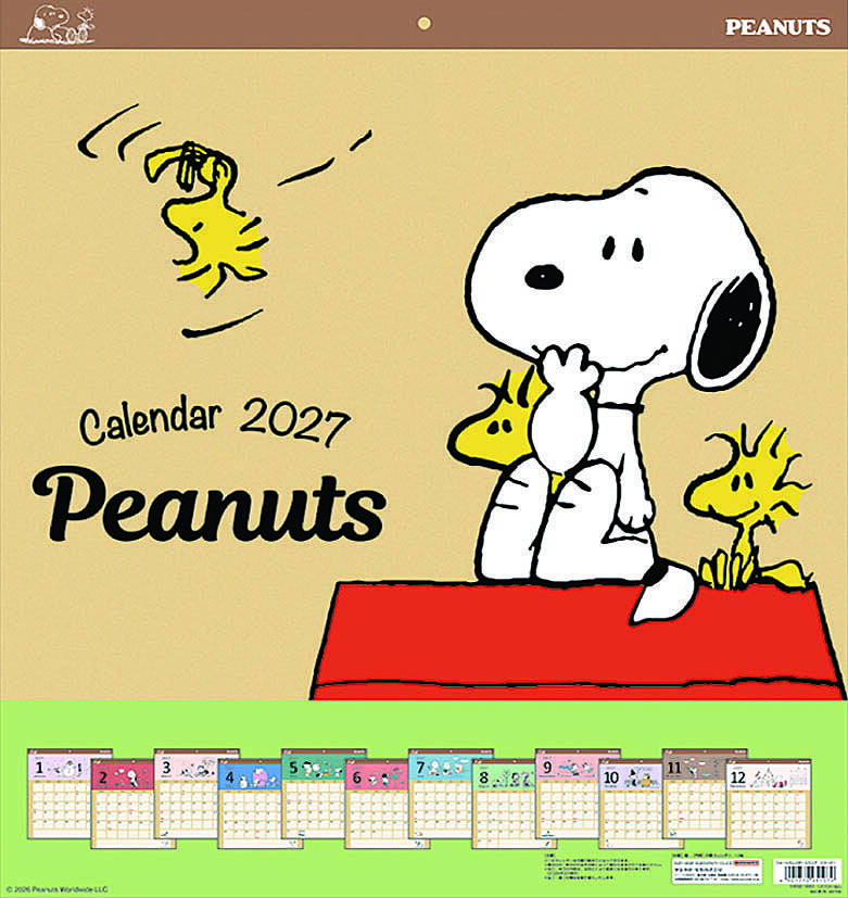 2027 CALENDAR COLLECTION スヌーピー スクエア PRODUCT SPECIFICATIONS 商品品番 27CL-0068 発売予定日 2026年09月19日 発売 仕様・サイズ 45×42cm・13枚 (太巻) 定...
