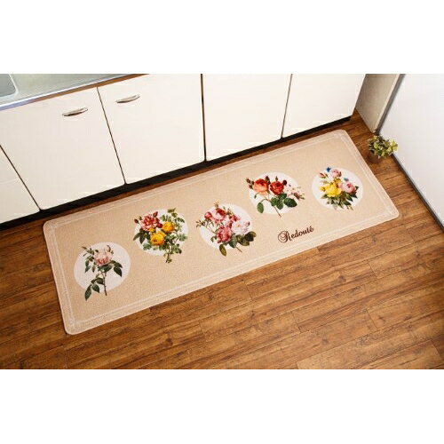 キッチンマット 65X180cm商品番号 : dr001be065180【商品紹介】ボタニカル・アートの天才画家で「バラの宮廷画家」とも呼ばれたピエール＝ジョセフ・ルドゥーテの作品【バラ図譜】【美花選】をモチーフにしたゴージャスで華やかなシ...