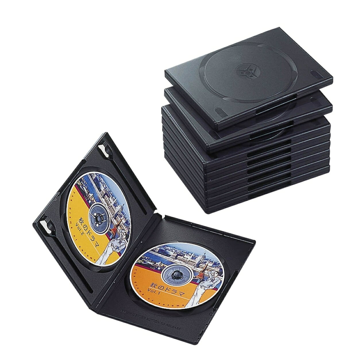 増え続けるDVDの収納に便利!軽くて割れにくいポリプロピレン樹脂製。分類に便利な背ラベル&アイコンシール付き。2枚収納、お得な10枚組。発売日 : 2004年10月14日定価 : 1150円JANコード : 4953103062191商品番...