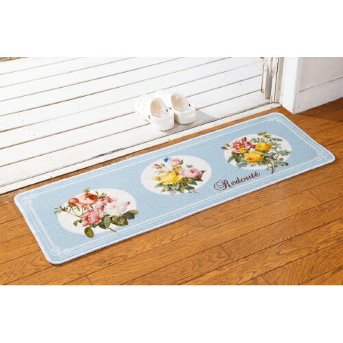 キッチンマット 40X240cm商品番号 : dr001bl040240【商品紹介】ボタニカル・アートの天才画家で「バラの宮廷画家」とも呼ばれたピエール＝ジョセフ・ルドゥーテの作品【バラ図譜】【美花選】をモチーフにしたゴージャスで華やかなシ...