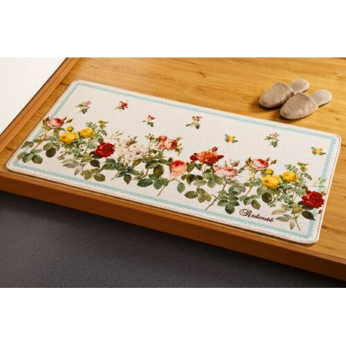 キッチンマット 65X180cm商品番号 : dr002iv065180【商品紹介】ボタニカル・アートの天才画家で「バラの宮廷画家」とも呼ばれたピエール＝ジョセフ・ルドゥーテの作品【バラ図譜】【美花選】をモチーフにしたゴージャスで華やかなシ...