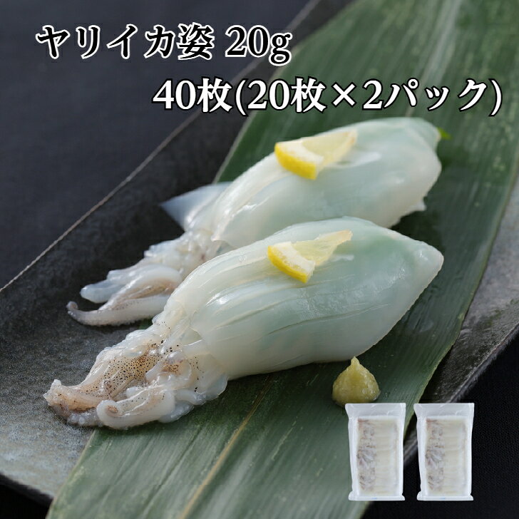 20尾×2パック【送料無料】 寿司ネタ ヤリイカ姿 20g×40枚（20枚×2パック） やりいか 下足付き げそ付き すしねた 生食用 のせるだけ 刺身用 海鮮丼 手巻き寿司 コリコリ食感がたまらない！ヤリイカ姿 ヤリイカ姿 20g×40枚...