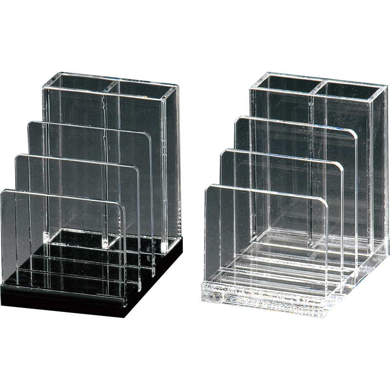 主な仕様商品カテゴリ店頭・店内ディスプレイ用品 カード・プライススタンド商品名カード＆ペン立て(3列＆2ポケット)メーカー名えいむメーカー品番AD-4色クリア , ブラックサイズW70xH99xD99x(約20)mm追加オプション 備考画像...