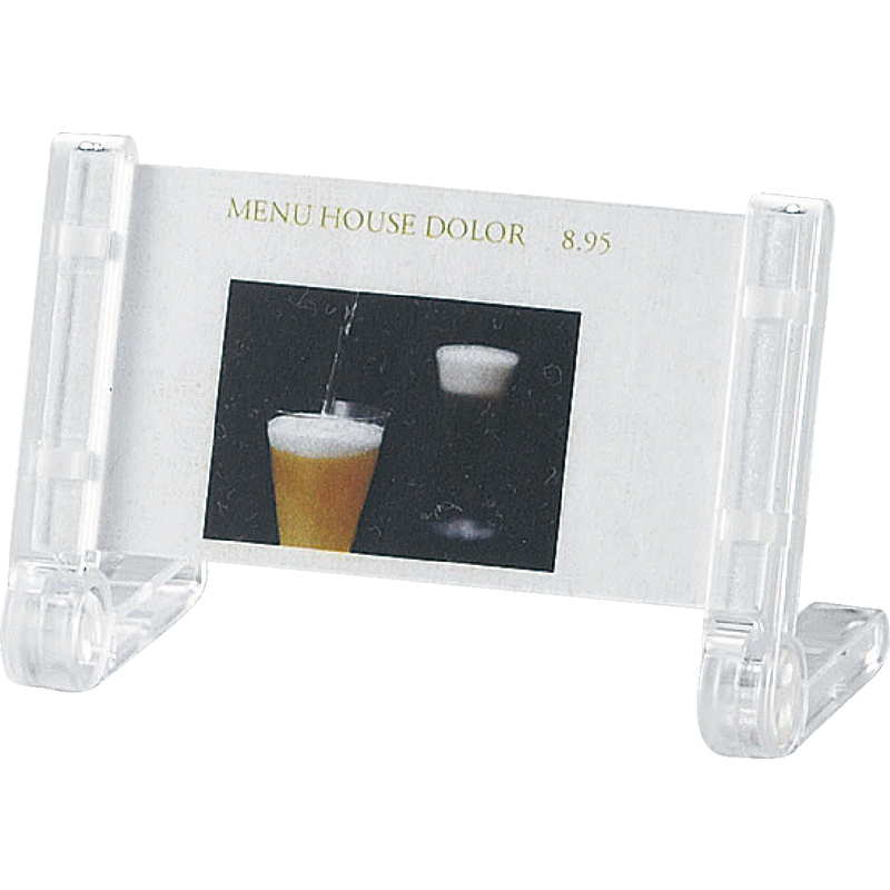 主な仕様商品カテゴリメニュースタンド 洋風メニュースタンド商品名メニュースタンド フリースタンド 片面ヨコメーカー名えいむメーカー品番NS-45S色クリアマットサイズW113x55mm追加オプション 備考画像内 カタログ表記の説明C ：色P...