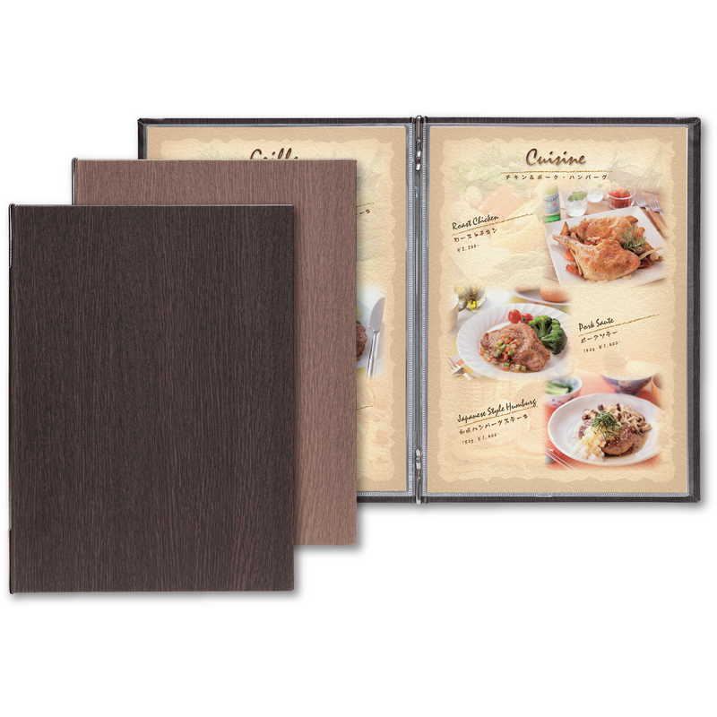 主な仕様商品カテゴリメニューブック 和洋兼用メニューブック商品名メニューブック(A4)メーカー名シンビメーカー品番RE-41対応用紙サイズA色濃茶サイズW230xH315mm追加オプション 備考サンゲツRE-3310/MC-2G黒/中紙洋-74V