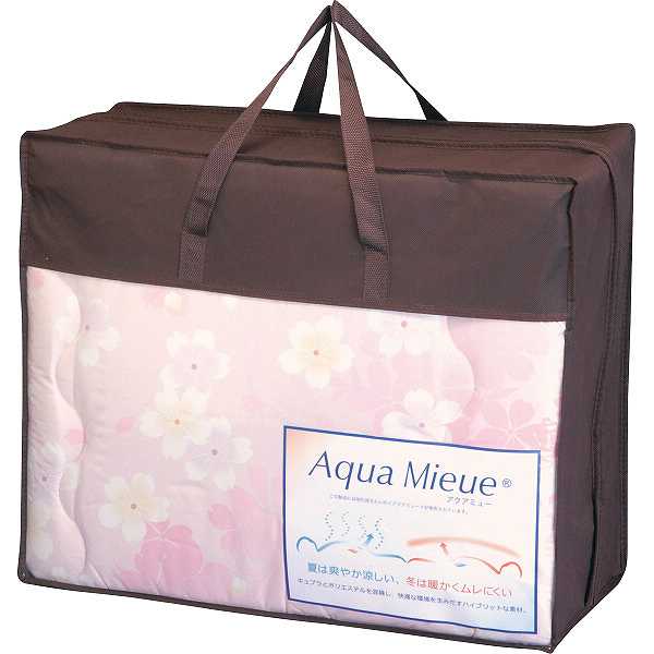 キュプラとポリエステルを混綿し、快適な環境を生み出すハイブリットな素材のアクアミューを使用。夏は爽やか涼しい、冬は暖かくムレにくい。●商品サイズ：現品約150×210cm●商品材料：ふとんがわ＝ポリエステル100％（ピーチスキン加工）・詰め...