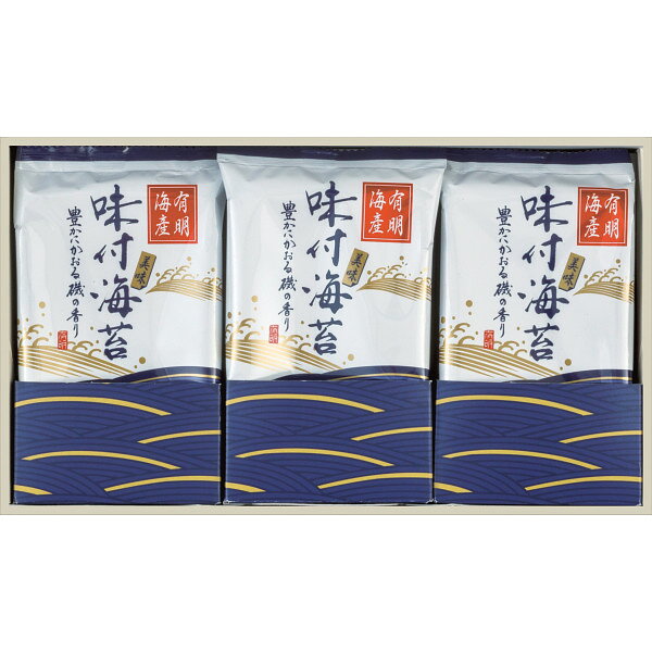 豊かにかおる磯の香。有明海産の深い旨味の味付海苔です。●商品内容：味付海苔（6切4枚）×12●箱サイズ：25.8×14.7×8cm●箱重量：300g●原産国：日本●包装種別区分：化粧箱入●宅配冷蔵区分：常温●賞味期間：540日●アレルギー表...